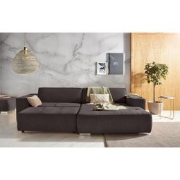 Ecksofa Home Affaire, B:293cm H:78cm T:172cm, braun, Struktur fein (100% Polyester);Luxus-Microfaser weich (90% Polyester, 10% Polyacryl);Struktur