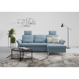 Ecksofa Home Affaire, B:275cm H:89cm T:175cm, blau, 98%Polyester, 2%Polyamid, Wohnzimmer, Sofas, "Palm Beach L-Form", Federkern, mit