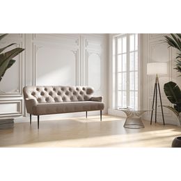 3-Sitzer Home Affaire, B:193cm H:97cm T:87cm, grau, 90% Polyester, 10% Polyamid, Sofas, "Amber", mit Knopfheftung,in verschieden Stoffarten