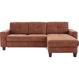 Ecksofa Home Affaire, B:251cm H:91cm T:164cm, braun, Luxus-Microfaser ALTARA NUBUCK (100% Polyester);Luxus-Microfaser ALTARA NUBUCK (100% Polyester)