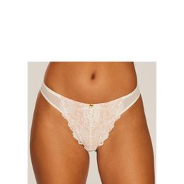 JETTE Damen String, Gr. 36, beige, Microtouch, Obermaterial: 83% Polyamid, 17% Elasthan, Unterhosen, mit Mix aus feiner Spitze und Soft-Mesh