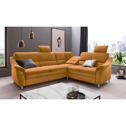Ecksofa Home Affaire, B:249cm H:90cm T:209cm, gelb, Luxus-Microfaser Lederoptik (100% Polyester);Luxus-Microfaser (100% Polyester);Luxus-Microfaser