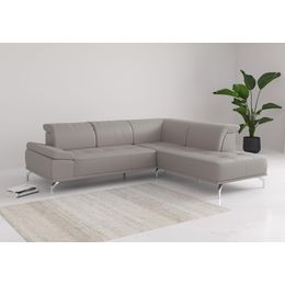 Ecksofa Home Affaire, B:274cm H:81cm T:235cm, grau, Wohnzimmer, Sofas, "Caluna", Inkl.Sitztiefenverstellung, wahlweise mit Kopf- und