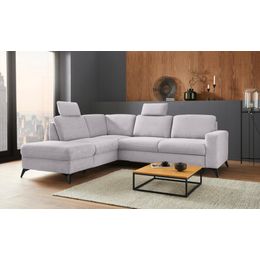 Ecksofa Home Affaire, B:249cm H:88cm T:212cm, silber, Struktur impr&auml;gniert - feucht abwischbar (100% Polyester);Struktur Flausch (90% Polyester, 10%
