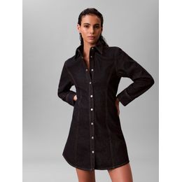Damen Jeanskleid, schwarz, Gr. XL, Calvin Klein Jeans, unifarben, Denim/Jeans, Obermaterial: 98% Baumwolle, 2% Elasthan, Kleider, Regular fit mit