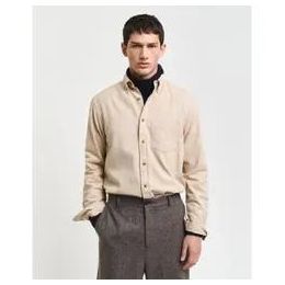 Gant f&uuml;r Herren. 3240189 Regular Fit Flanellhemd mit Fischgr&auml;tenmuster beige (L), L&auml;ssig, Baumwolle, Langarm