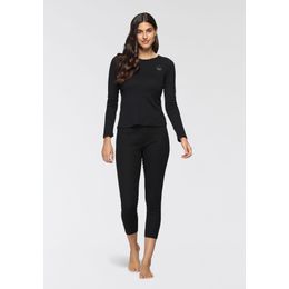 Polarino Damen Thermounterhemd, schwarz, Gr. 40, unifarben, Feinripp, Obermaterial: 100% Polyester, Unterhemden, "Skiw&auml;sche Set", Skiunterw&auml;sche