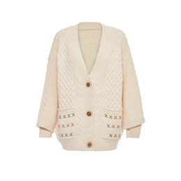 caneva Strickjacke Damen Gr&ouml;&szlig;e M ecru / braun