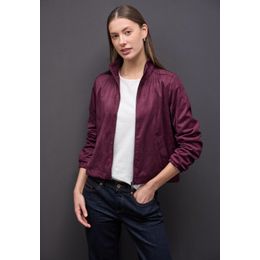 Lederimitat-Blazer Street One, Damen, Gr. 38, noble rot, Web, Obermaterial: 88% Polyester, 12% Elasthan. Futter: 100% Polyester, unifarben, regular fit normal, Rundhals, elastischer Bund, Blazer, mit Taschen und Stehkragen