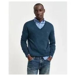 Gant f&uuml;r Herren. 8050209 Pullover aus extrafeiner Merinowolle mit marineblauem V-Ausschnitt (L), L&auml;ssig