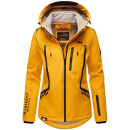 Softshelljacke Marikoo "Mount-Cho-Oyu", Damen, Gr. S, gelb (amber gelb), Obermaterial: 95% Polyester, 5% Elasthan; Futter: 100% Polyester; &Auml;rmelfutter: 100% Polyester, Jacken Softshelljacke, mit abnehmbarer Kapuze