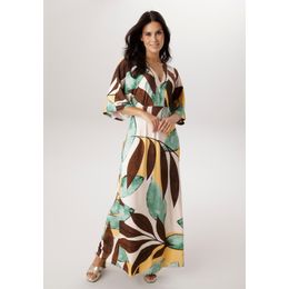 Damen Maxikleidnatur, ockergelb, braun, t&uuml;rkis, petrol, Gr. 36, Aniston SELECTED, bedruckt, gebl&uuml;mt, gemustert, Single Jersey, Obermaterial: 95%