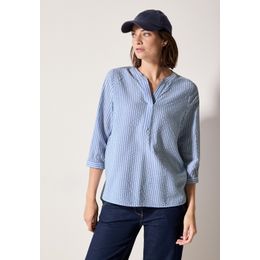 Klassische Bluse Cecil, Damen, Gr. XL (44), blau (blouse blau), Web, Obermaterial: 51% Viskose, 32% Baumwolle, 17% Polyamid, gestreift, regular fit taillenbedeckt, Rundhals, Blusen, mit Streifen Muster