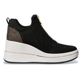 Michael Kors f&uuml;r Damen. 43R6EMFP3D Emmy Mesh Zip-up Sneakers braun, schwarz (36), 3 bis 5 cm, Rei&szlig;verschluss, L&auml;ssig