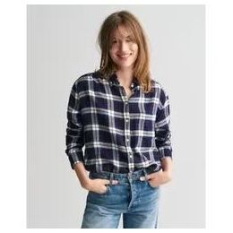 Gant f&uuml;r Damen. 4300402 Relaxed Fit Flanell Kariert Relaxed Fit Hemd navy (38), L&auml;ssig, Baumwolle, Langarm, Marine