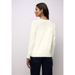 Street One Damen Langarmshirt, wei&szlig;, Gr. 46, unifarben, Web, 95% Baumwolle, 5% Elasthan, Shirts, mit Rundhalsausschnitt