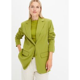 bonprix Damen Longblazer, gr&uuml;n, Gr. 48, unifarben, Obermaterial: 66% Polyester, 33% Viskose, 1% Elasthan. Futter: 100% Polyester, Blazer, Longblazer