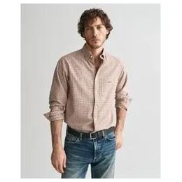 Gant f&uuml;r Herren. 3240219 Tattersall Regular Fit Jasp&eacute; Kariertes Hemd beige (M), L&auml;ssig, Baumwolle, Langarm