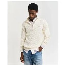 Gant f&uuml;r Herren. 8050603 Beigefarbener Pullover mit halbem Rei&szlig;verschluss (4XL), L&auml;ssig, Baumwolle