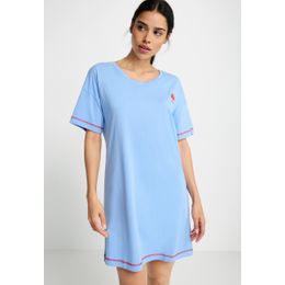 LSCN BY LASCANA Damen Nachthemd, Gr. 36, blau, Single Jersey, Obermaterial: 50% Baumwolle, 50% Viskose, bedruckt, unifarben, Kleider, in l&auml;ssiger