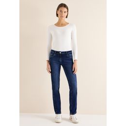 Cecil Damen Comfort-fit-Jeans, blau, Gr. 32, unifarben, Jeans, 82% Baumwolle, 15% Polyester, 3% Elasthan, Jeans, Middle Waist