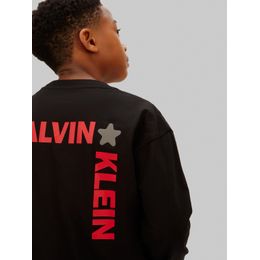 Jungen Langarmshirt, schwarz, Gr. 14, Calvin Klein Jeans, unifarben, Single Jersey, Obermaterial: 100% Baumwolle, Shirts, Regular fit, f&uuml;r Kinder bis
