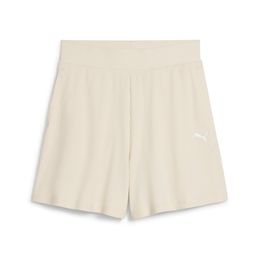 Trainingsshorts Puma "ESS ELEVATED HIGH-RISE RIB SHORTS 5"", Damen, Gr. XL, N-Gr, wei&szlig; (alpine snow), Obermaterial: 62% Polyester, 34% Baumwolle, 4% Elasthan, unifarben, regular fit kurz, Hosen, mit hohem Bund, f&uuml;r Sport, mit Eingrifftaschen, Regular Fit