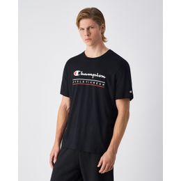 Champion Herren T-Shirt, schwarz, Gr. M, Obermaterial: 100% Baumwolle, Shirts, f&uuml;r Erwachsene, sportlicher Stil, aus Baumwolle