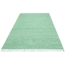 Teppich OTTO HOME, B:70cm H:5mm L:140cm, gr&uuml;n, Baumwolle, Wohnzimmer, Teppiche, "Paul, Handwebteppich", reine Baumwolle, Uni, handgewebt,