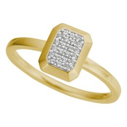 Firetti Damen Fingerring "Schmuck Geschenk Gold 333 Damenring Goldring Quadrat", 19, 0,1 P2 = erkennbare Einschl&uuml;sse, Diamanten Gelbgold 333, 1,6mm,