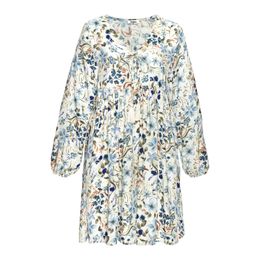 Buffalo Damen Tunikakleid "mit Blumendruck, leichte Webware, Boho-Kleid, A-Linien Kleid", blau, Gr. 34, bedruckt, gebl&uuml;mt, Web, Obermaterial: 100%