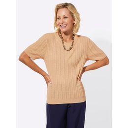 CLASSIC Damen Ajourpullover "Ajour-Pullover", beige, Gr. 48, unifarben, 55% Baumwolle, 45% Viskose, Pullover