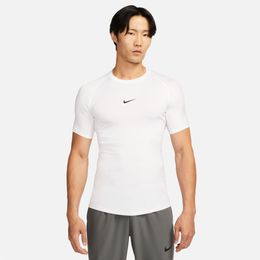 Nike Herren Trainingsshirt "M NP DF TIGHT TOP SS"wei&szlig;, schwarz, Gr. XL, Obermaterial: 90% Polyester, 10% Elasthan, Shirts, eng anliegender Schnitt,