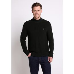 Street One MEN Herren Strickpulloverschwarz, Gr. L, unifarben, Web, 100% Baumwolle, Pullover, aus reiner Baumwolle