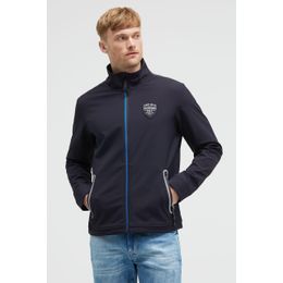 Softshelljacke CAMP DAVID, Herren, Gr. S, blau, Material: 94% Polyester, 6% Elasthan, Futter: 100% Polyester, unifarben, regular fit normal, eingesetzt B&uuml;ndchen, Jacken Softshelljacke, mit verstellbarem Gummizug im Saum