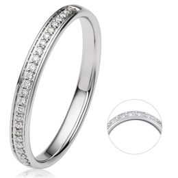 ONE ELEMENT Damen Diamantring "0.1 ct Diamant Brillant Memoire Ring aus 585 Wei&szlig;gold", 58, 0,1, Diamanten Gold Wei&szlig;gold 585, silber, Diamanten, Gold,