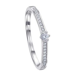 ONE ELEMENT Damen Diamantring "0.1 ct Diamant Brillant Memoire mit Center Ring aus 585 Wei&szlig;gold", 56, 0,1, Diamanten Gold Wei&szlig;gold 585silber,