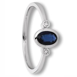 ONE ELEMENT Damen Diamantring "0.02 ct Diamant Brillant Safir Ring aus 585 Wei&szlig;gold", 50, 0,02 mit Diamant, Diamanten Gold Wei&szlig;gold 585silber,