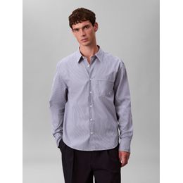 Calvin Klein Herren Langarmhemddusty sailor blau, Gr. M, gemustert, gestreift, Web, Obermaterial: 100% Baumwolle, Hemden, Regular fit, mit