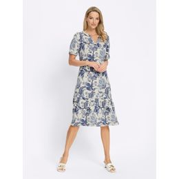 Heine Damen Jerseykleid "Jersey-Kleid", blau, Gr. 36, bedruckt, gebl&uuml;mt, gemustert, mehrfarbig, Jersey, 95% Viskose, 5% Elasthan, Kleider