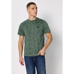 T-Shirt Street One MEN, Jungen, Gr. L (42), timeless gr&uuml;n, Web, 100% Baumwolle, gemustert, normal normal, abgesteppt, Shirts T-Shirt, mit grafischem Muster