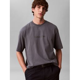 Calvin Klein Herren T-Shirt "SS RLXD STANDARD LOGO CREWNK TEE"anchor navy, Gr. XXL, unifarben, Single Jersey, Obermaterial: 100% Baumwolle, Shirts,