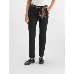 Damen Chinohose "KRISTIN"schwarz, Gr. 34, Le Temps Des Cerises, unifarben, 98% Baumwolle, 2% Elasthan, Hosen, mit integriertem G&uuml;rtel