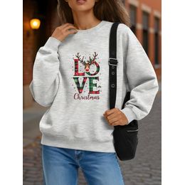 Gorhey Sweater 'Women's Christmas Printed Sweatshirts, Long Sleeve Loose Pullover Top' female Grey size S