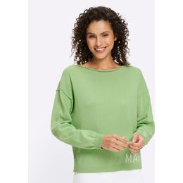 Strickpullover Heine "Pullover", Damen, Gr. 34, reseda, 100% Baumwolle, gemustert, mehrfarbig, unifarben, Pullover Strickpullover