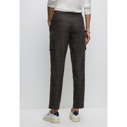 Street One Damen Jogger Pantssilk braun, Gr. 44, kariert, Stoff, 62% Polyester, 33% Viskose, 5% Elasthan, Hosen, Middle Waist