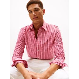 Tommy Hilfiger Herren Langarmhemd "FLEX POPLIN BIG GINGHAM", rot, Gr. L, Web, Obermaterial: 100% Baumwolle, Hemden, regular fit, Button-down-Kragen