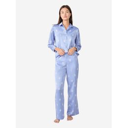 Etam Pyjamahose Damen Gr&ouml;&szlig;e XL taubenblau / rubinrot / wei&szlig; Winterkleid