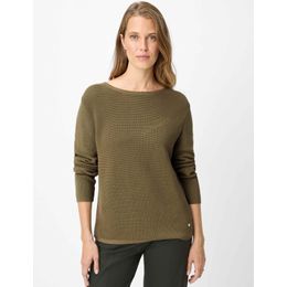Strickpullover Brax "Style LESLEY", Damen, Gr. 42, khaki, Strick, 100% Baumwolle, Rundhals, Pullover Strickpullover