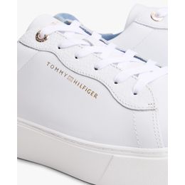 Tommy Hilfiger Damen Plateausneaker "CHIC PLATFORM CUPSOLE SNEAKER", Gr. 37, blau, Leder, Schuhe, Freizeitschuh, Halbschuh, Schn&uuml;rer mit sch&ouml;nem